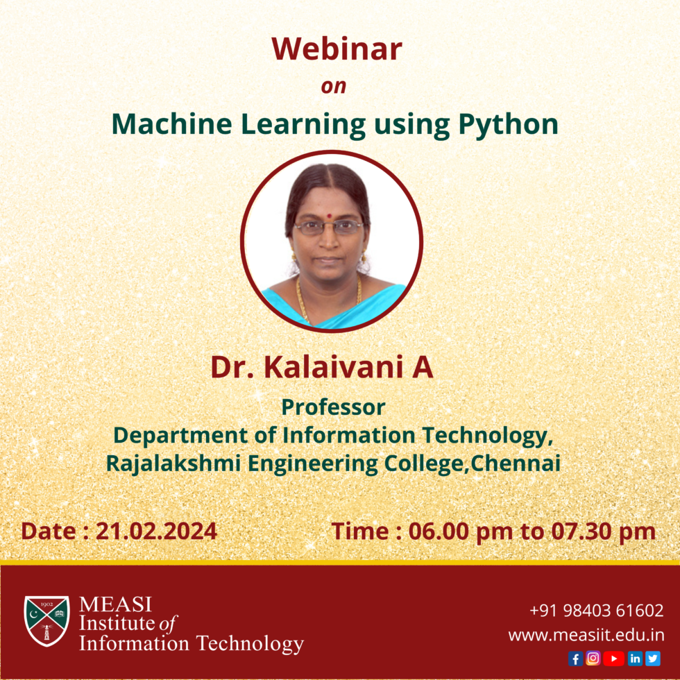 Webinar Machine Learning Using Python Measi Institute Of Information Technology