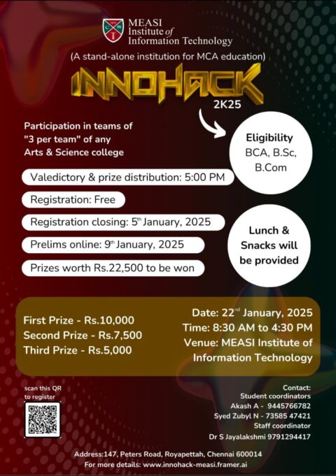 INNOHACK 2K25 (Hackathon) | MEASI INSTITUTE OF INFORMATION TECHNOLOGY
